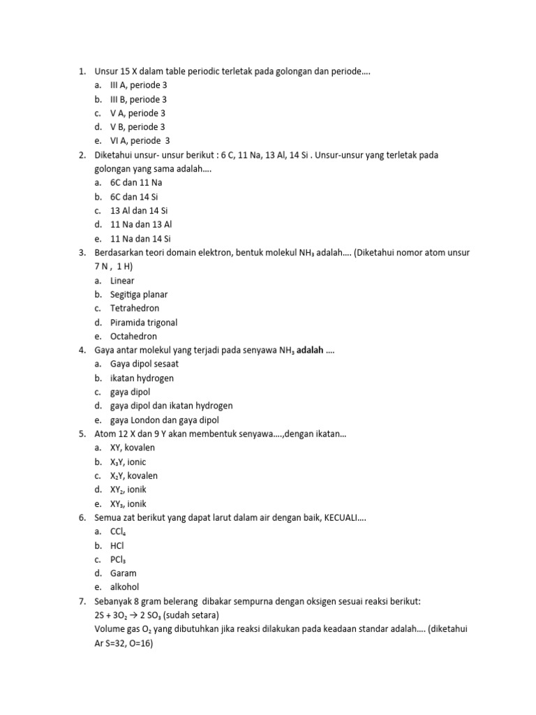 Latihan Soal Kimia XI Ganjil | PDF