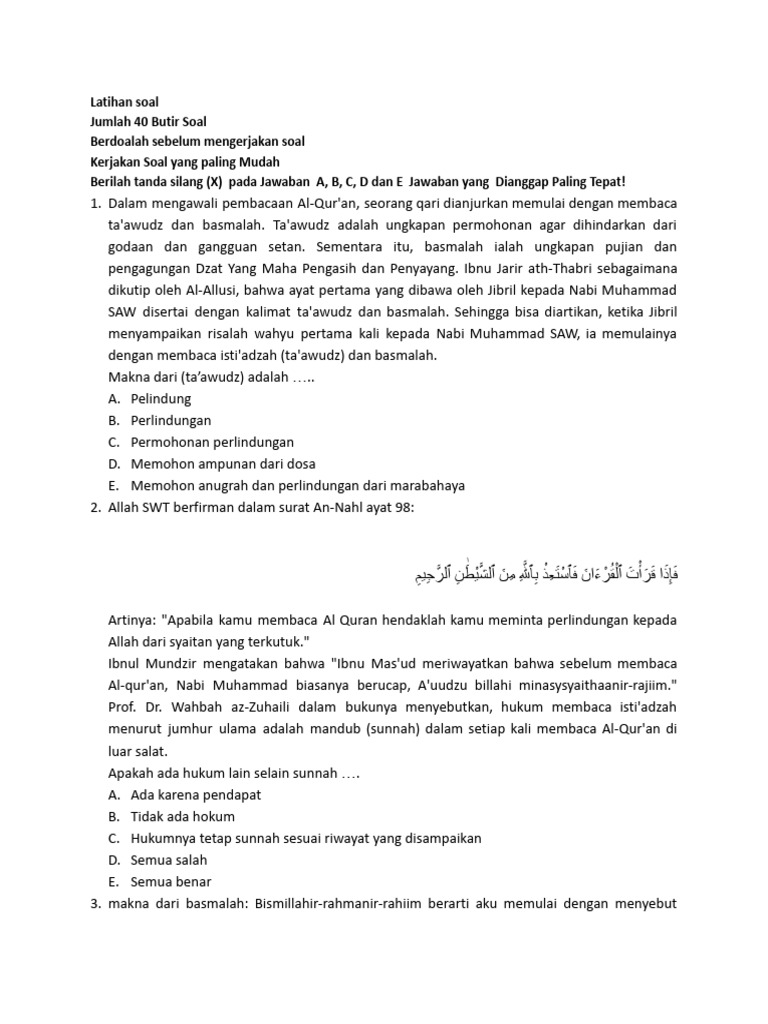 Bagi SOAL LATIHAN BTA KELAS X 1234568-1 | PDF