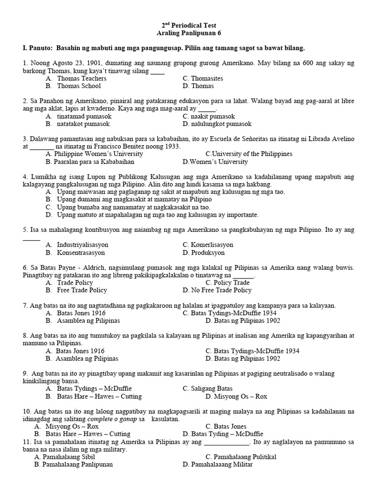 2nd Perio in AP 6 | PDF