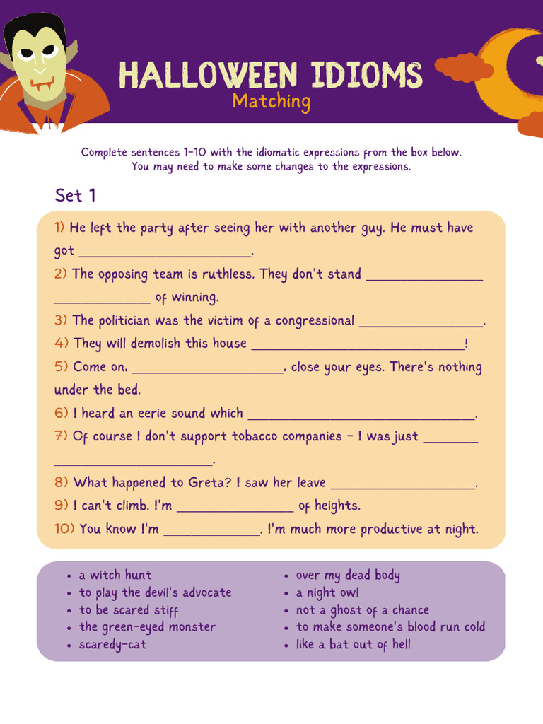 Halloween Idioms Worksheet | PDF