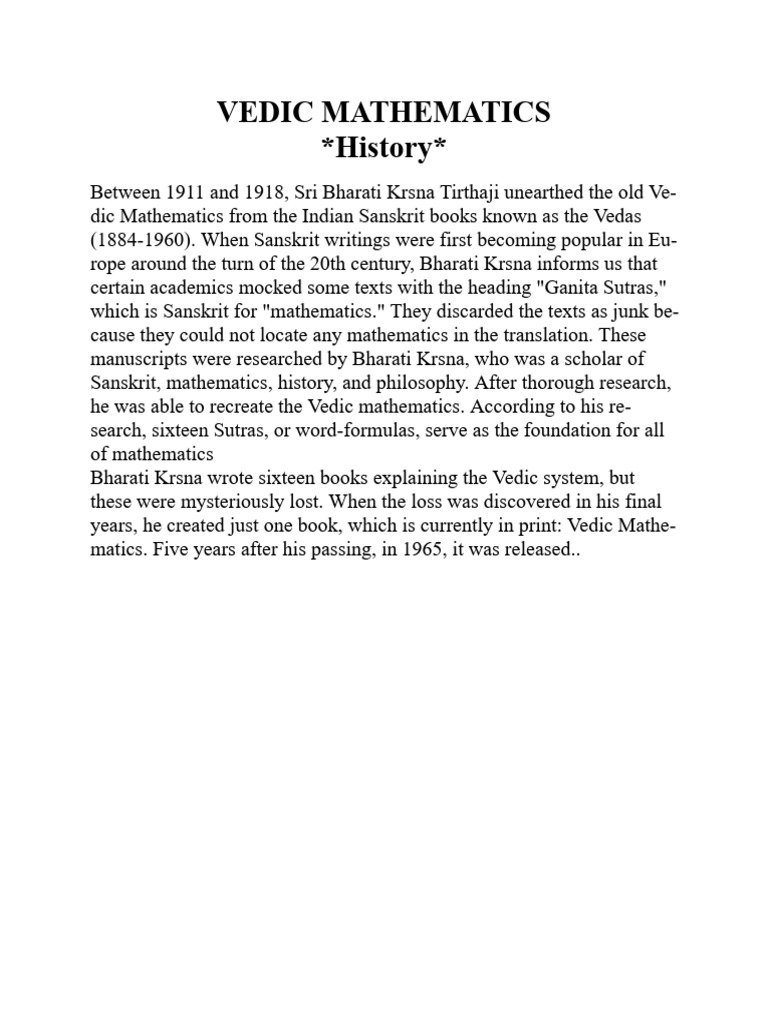 VEDIC MATHEMATICS | PDF