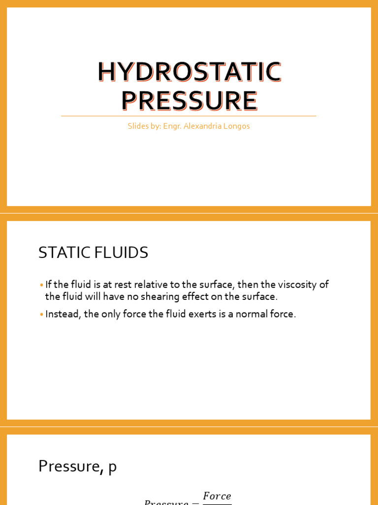 Hydrostatic Pressure | PDF