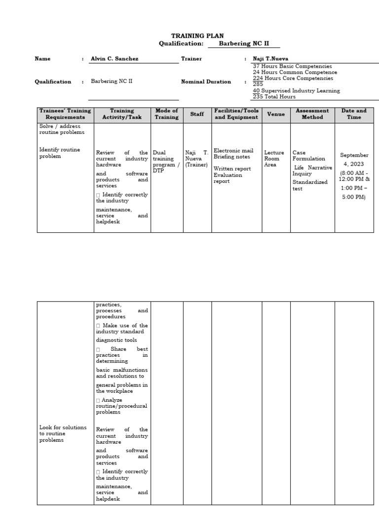 Training Plan Template | PDF
