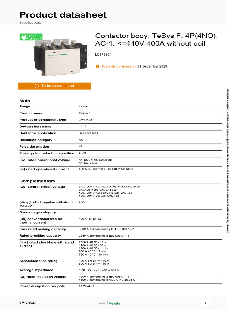 TeSys F - LC1F3304 | PDF