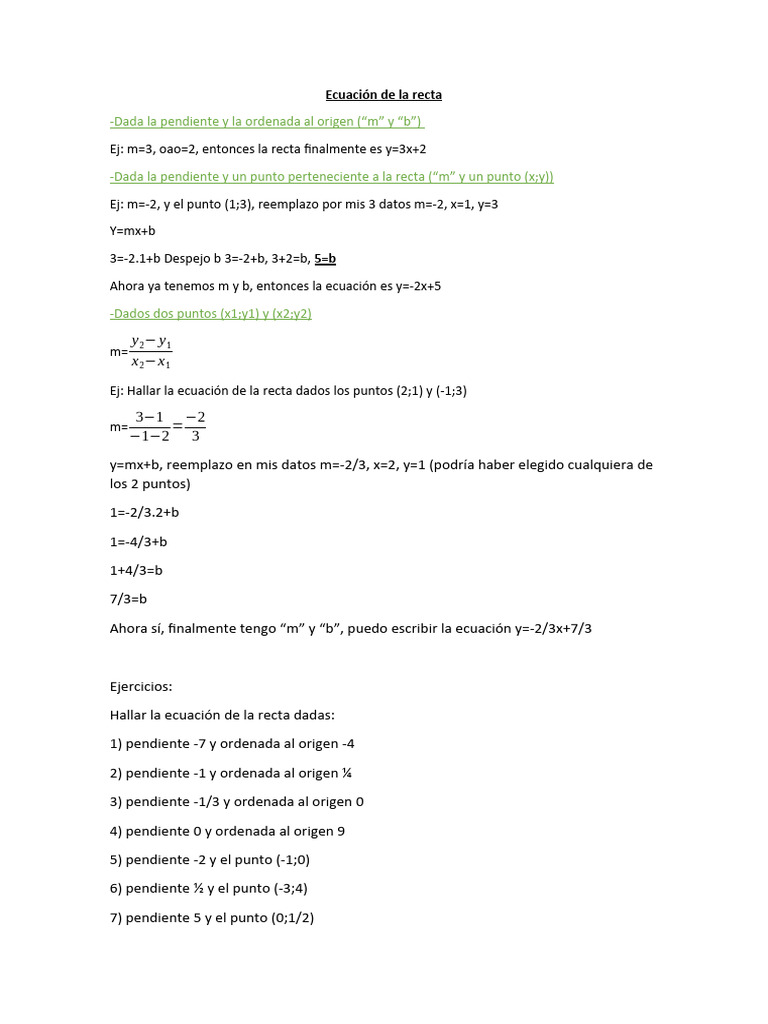EcuaciÃ N de La Recta | PDF