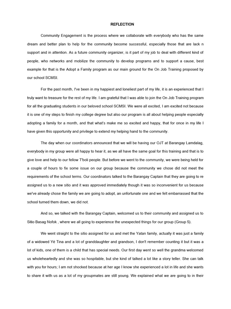 Community Engagement Reflection | PDF