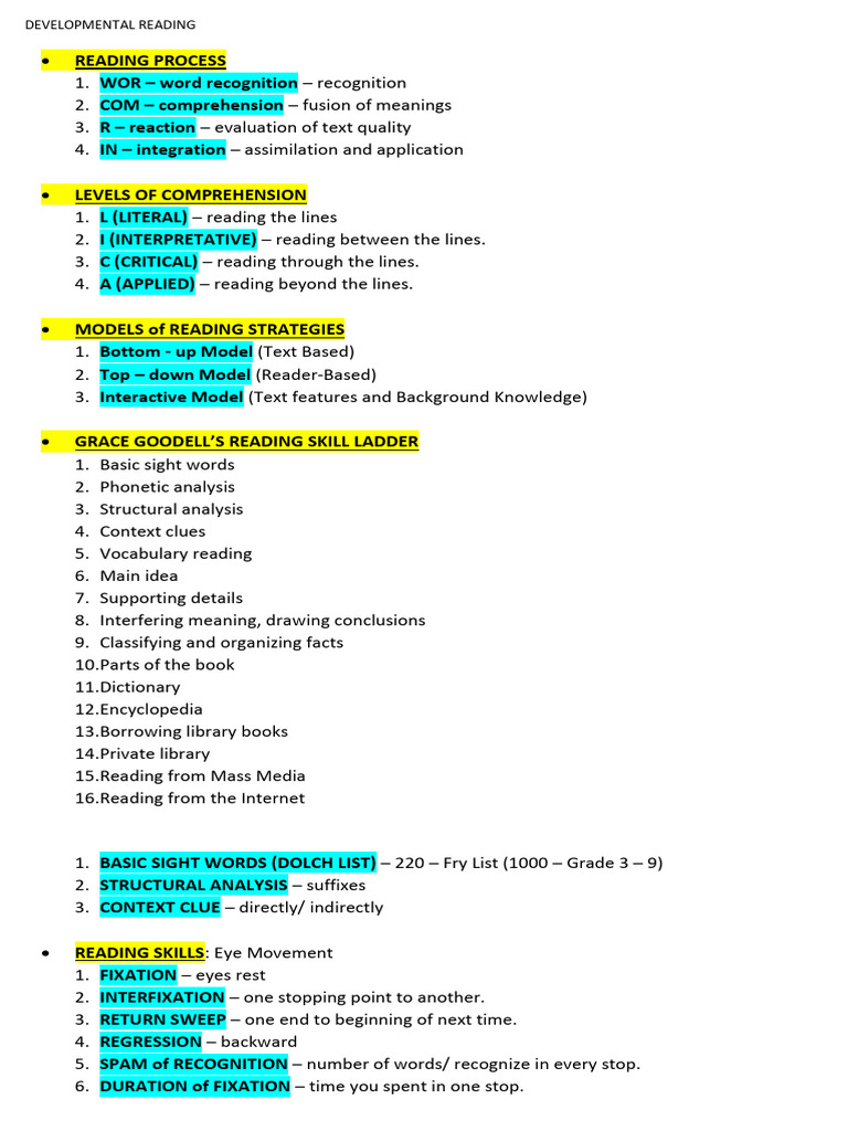 Grace Goodell's Reading Skills Ladder | PDF | Word | Reading Comprehension