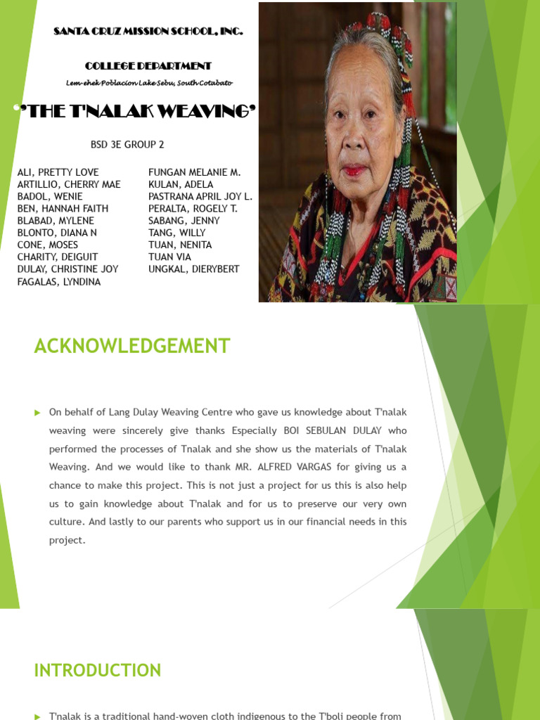 History of T'nalak Weaving | PDF | Textiles | Handicrafts