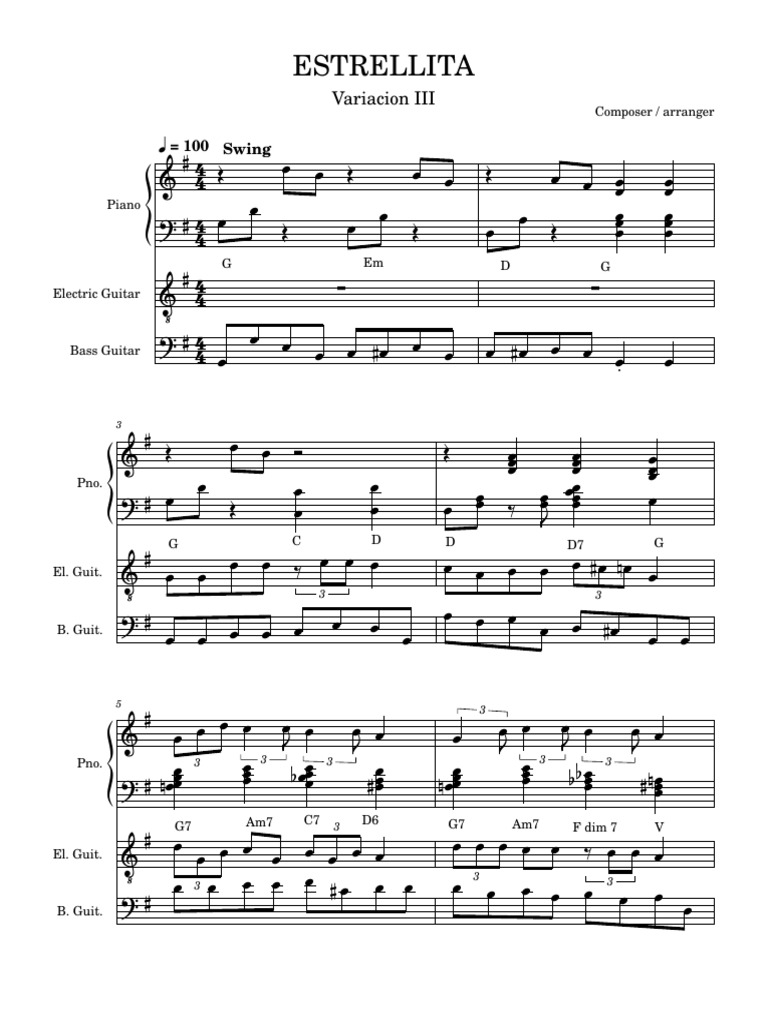 Estrellita v3 | PDF | Music Theory | Music Performance