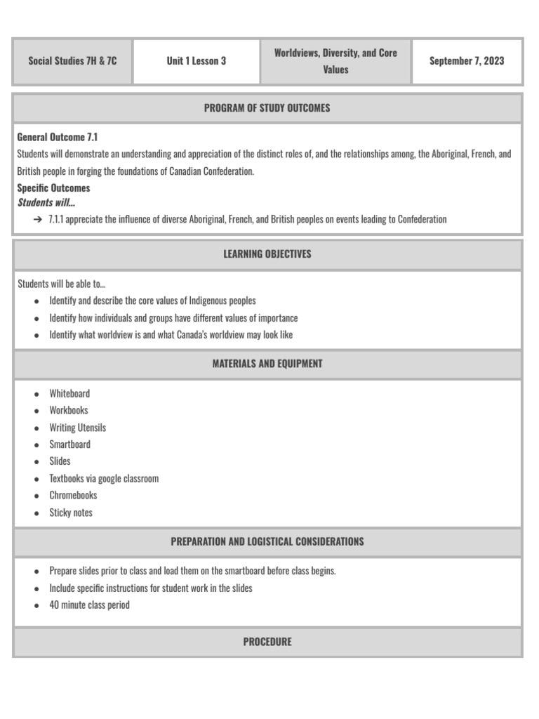 ss 7 - unit 1 - lesson 3 - lesson plan | PDF | Cognitive Science | Behavior Modification