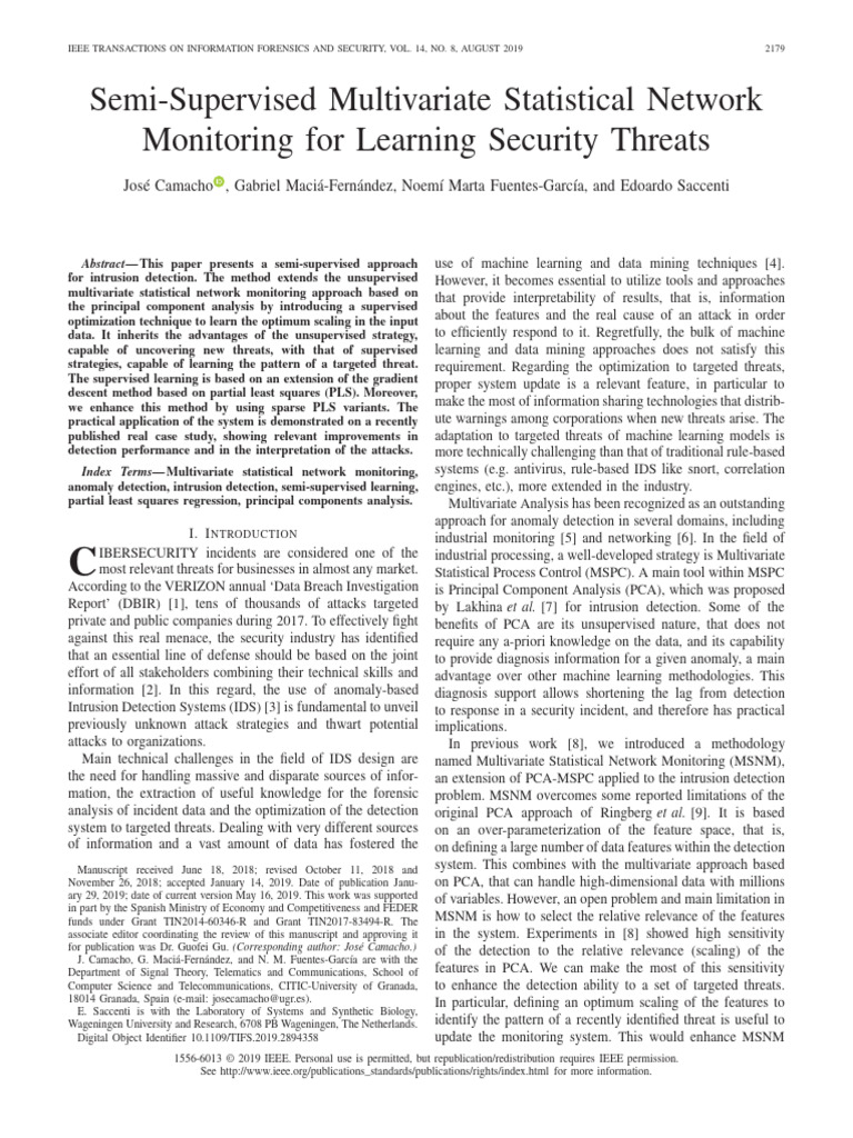 Semi-Supervised Multivariate Statistical Network | PDF | Principal Component Analysis | Machine ...