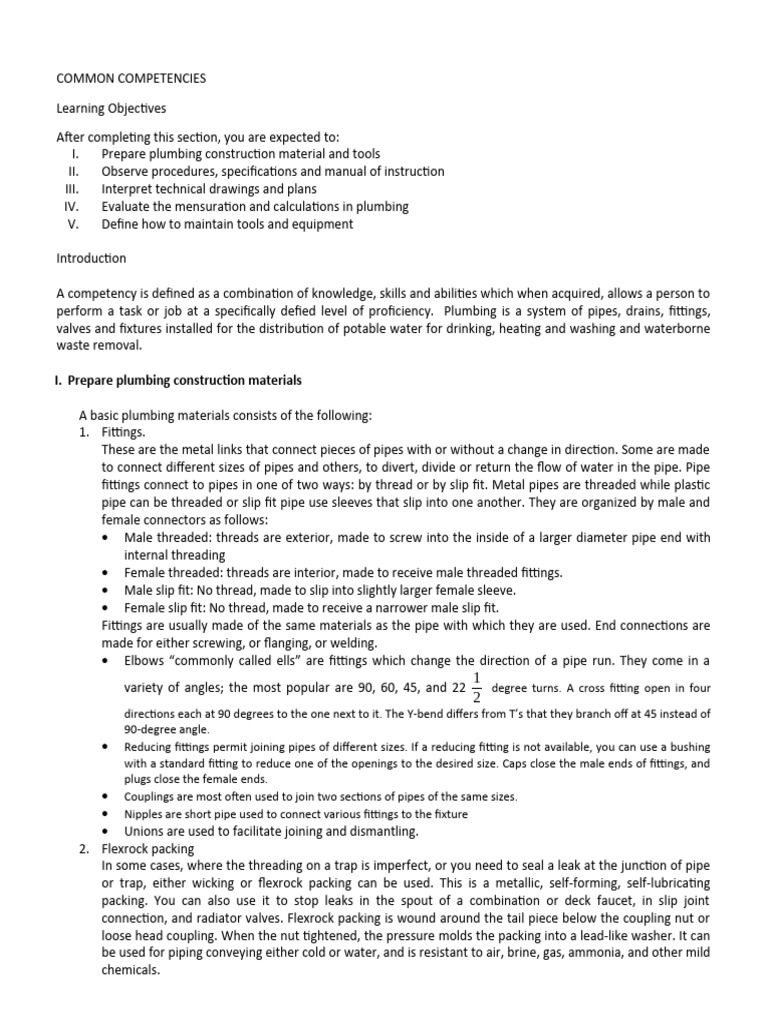 Common Competencies | PDF | Plumbing | Corrosion