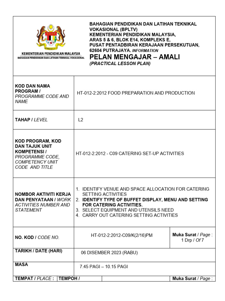 Rabu - 6 Dec 2023 - Pma 2-16 c09 Jadual Kerja | PDF