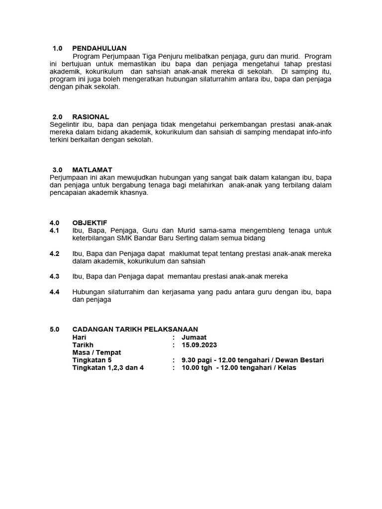 Kertas Kerja 3 Penjuru 2023 | PDF