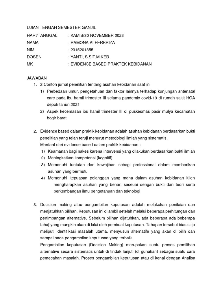 Uts Dosen Ibu Yanti | PDF | Sains & Matematika