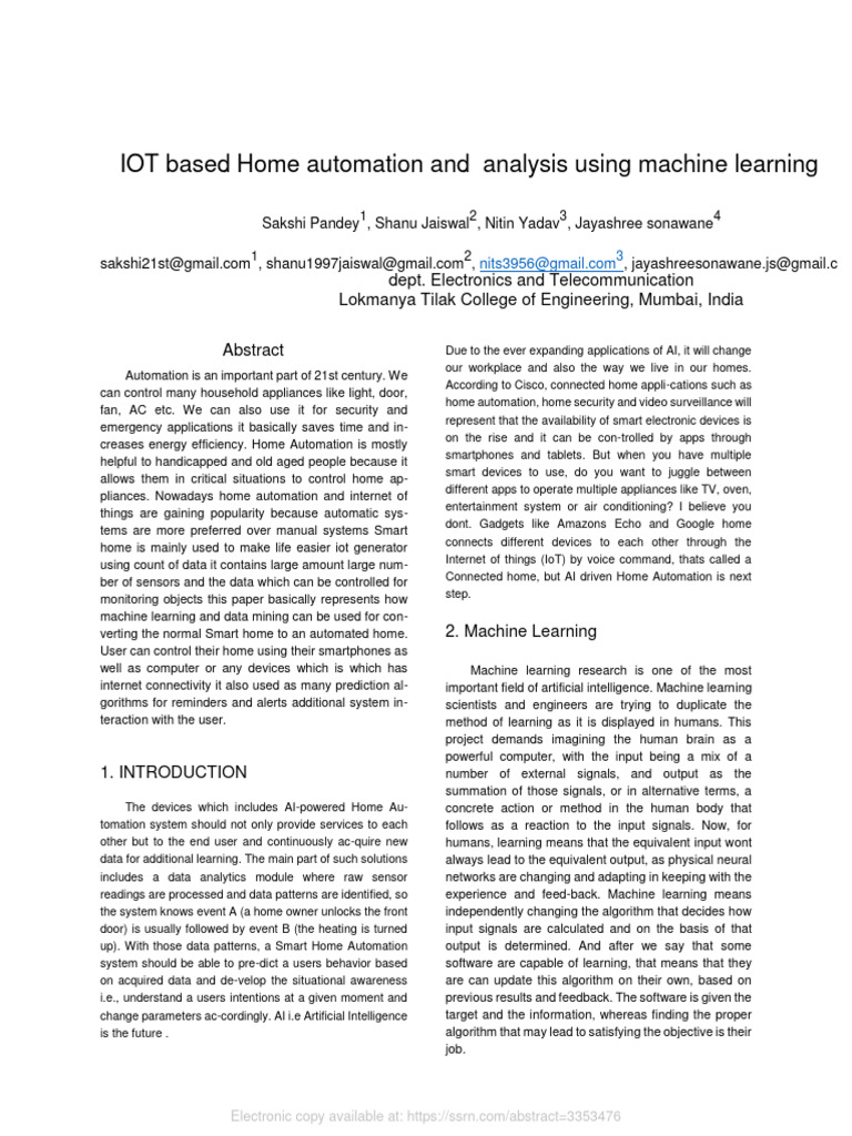 Automation | PDF | Machine Learning | Internet Of Things
