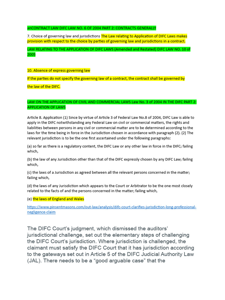 Jurisdiction (DIFC) | PDF | Jurisdiction | Judgment (Law)