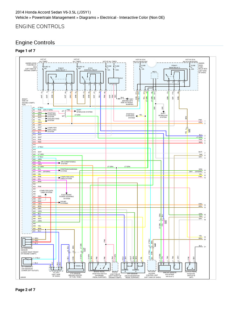 2014 Honda Accord Sedan V6-3.5L (J35Y1) Engine Controls | PDF | Vehicle ...