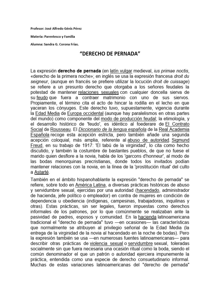 Derecho de Pernada: Historia y Contexto | PDF