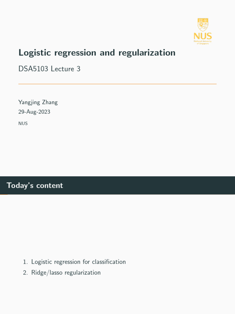 Lecture3 Logistic Regression Regularization | PDF | Statistical ... Lecture3 Logistic Regression Regularization | PDF | Statistical ...