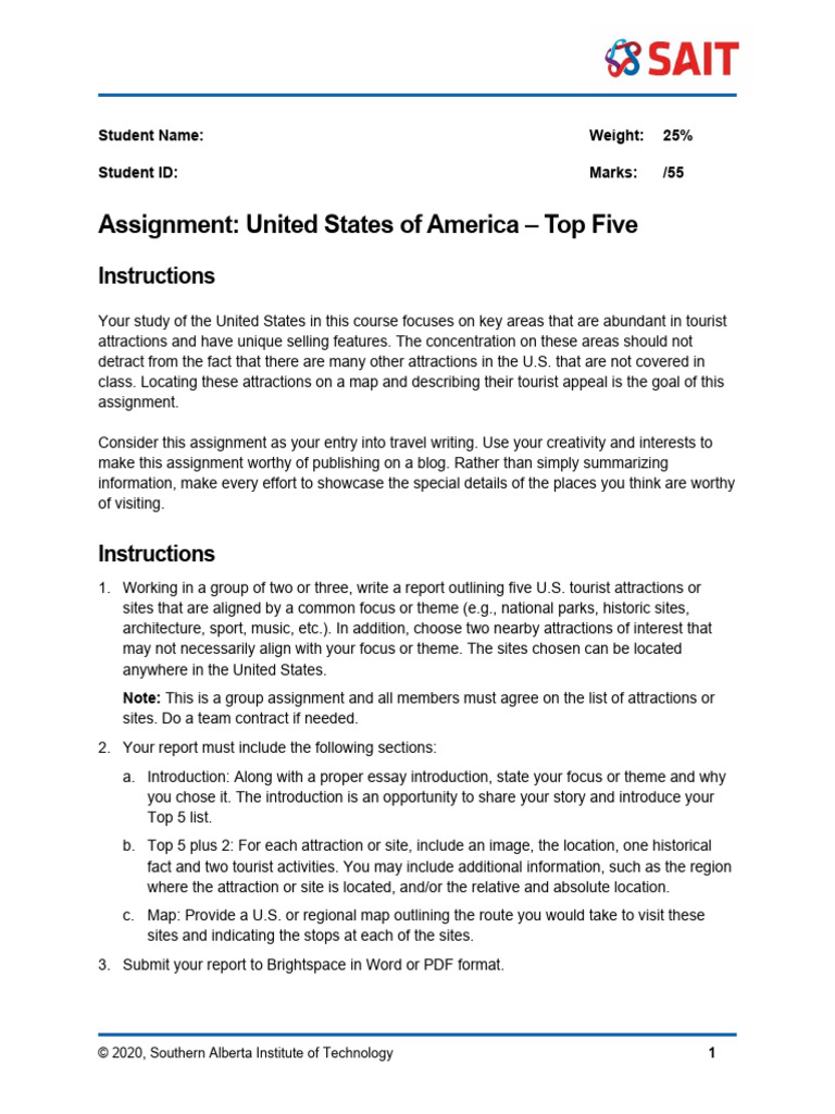Assignment United States of America - Top Five | PDF
