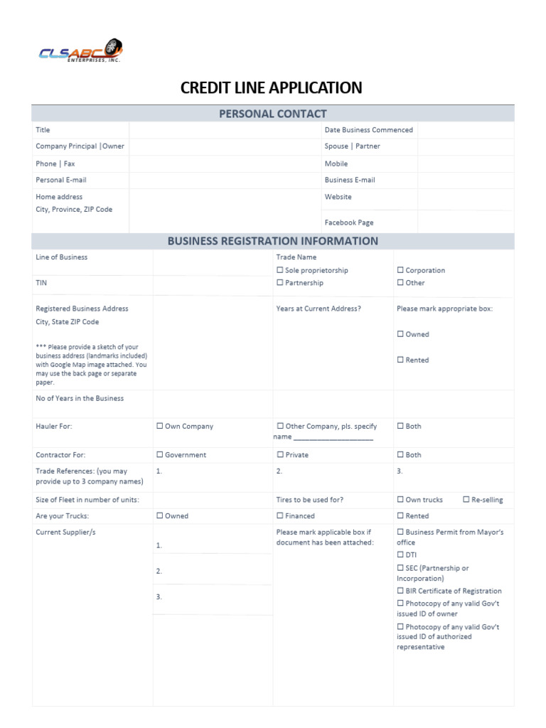 Credit Application Form | PDF | Business | Service Industries