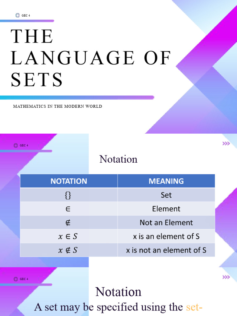 The Language of Sets | PDF | Set (Mathematics) | Logic