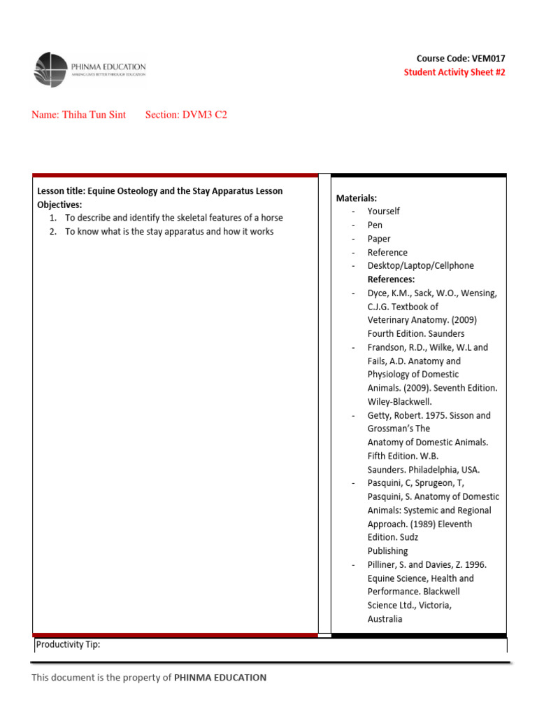 Name: Thiha Tun Sint Section: DVM3 C2: Course Code: VEM017 | PDF