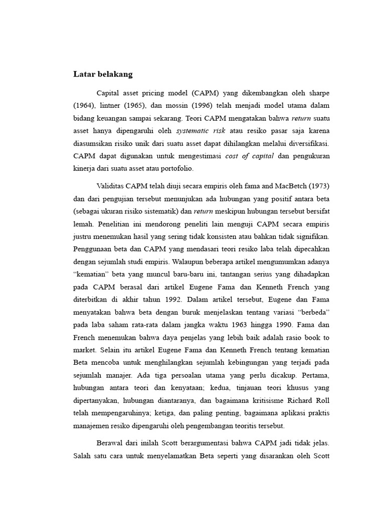 Uji Validitas CAPM dan Beta di BEI | PDF | Sains & Matematika | Komputer
