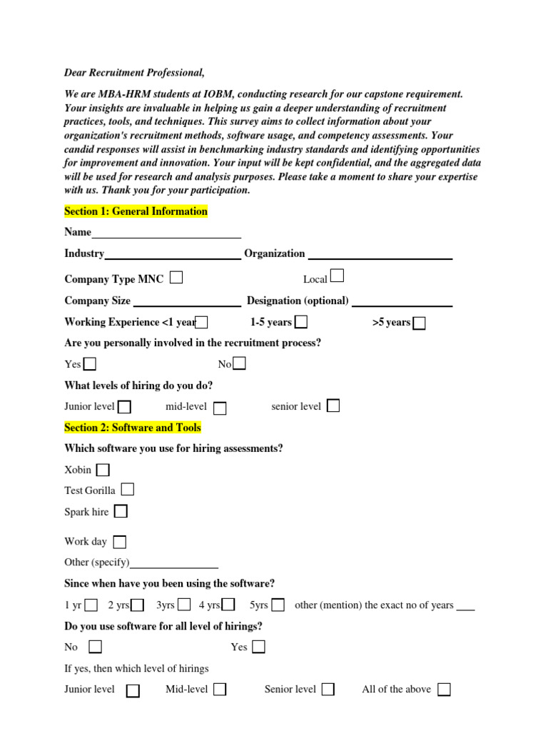 JB Secondary Questionare | PDF