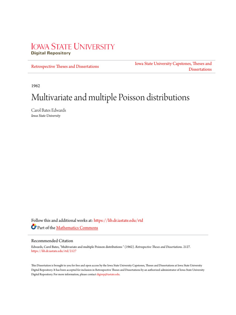 Multivariate and Multiple Poisson Distributions | PDF | Probability Distribution | Teaching ...