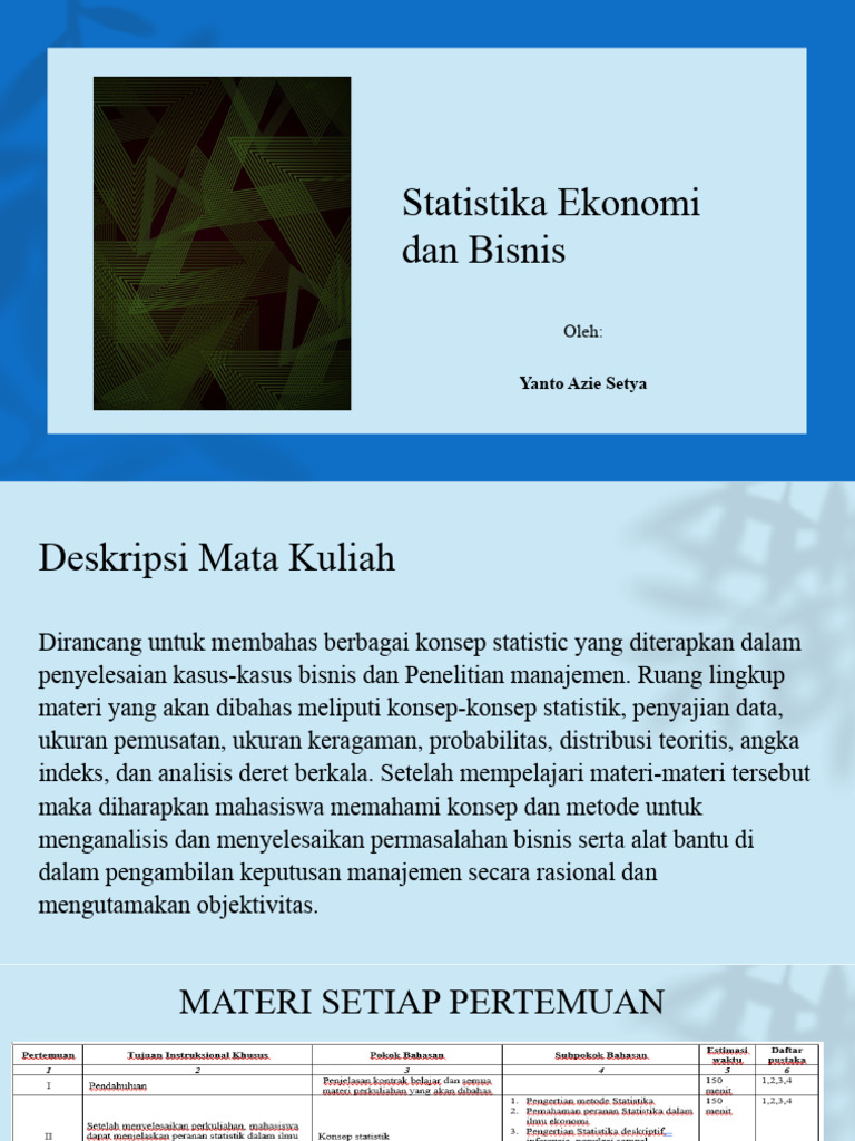 Bahan Ajar Statistik Ekonomi Dan Bisnis - Yanto As | PDF | Metode & Bahan Ajar | Komputer