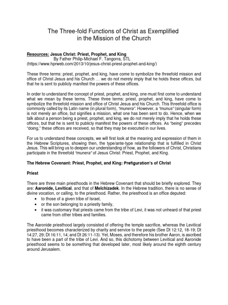 Three-Fold Ministry of Jesus | PDF | Baptism | Deacon