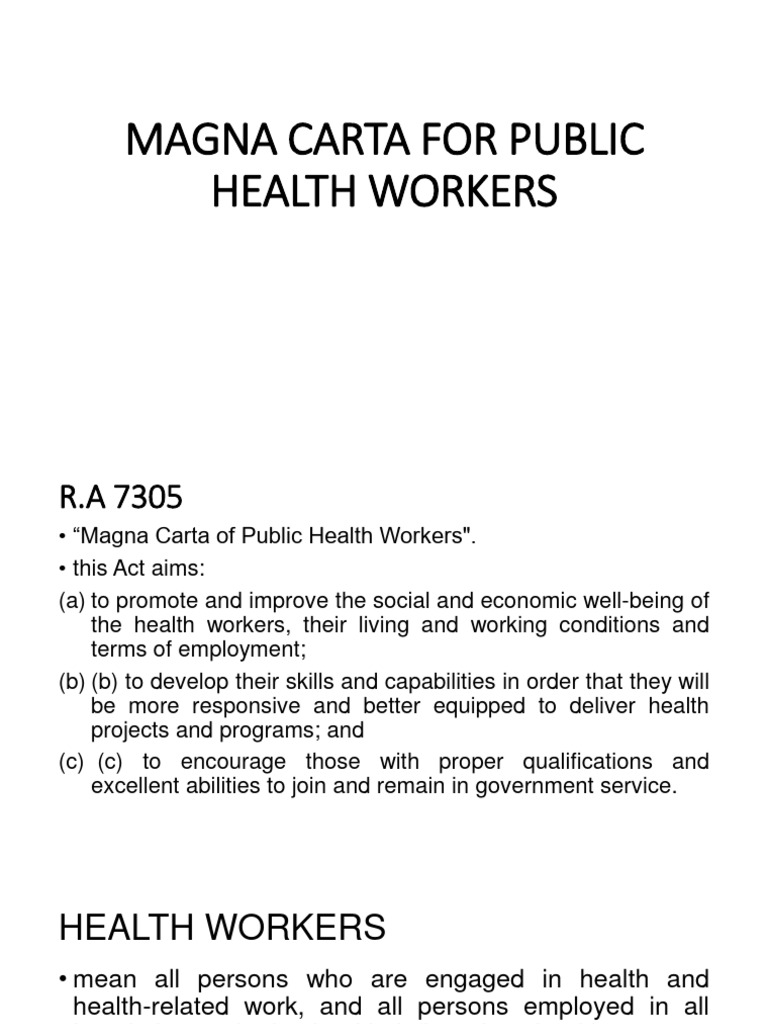 Magna Carta For Public Health Workers | PDF