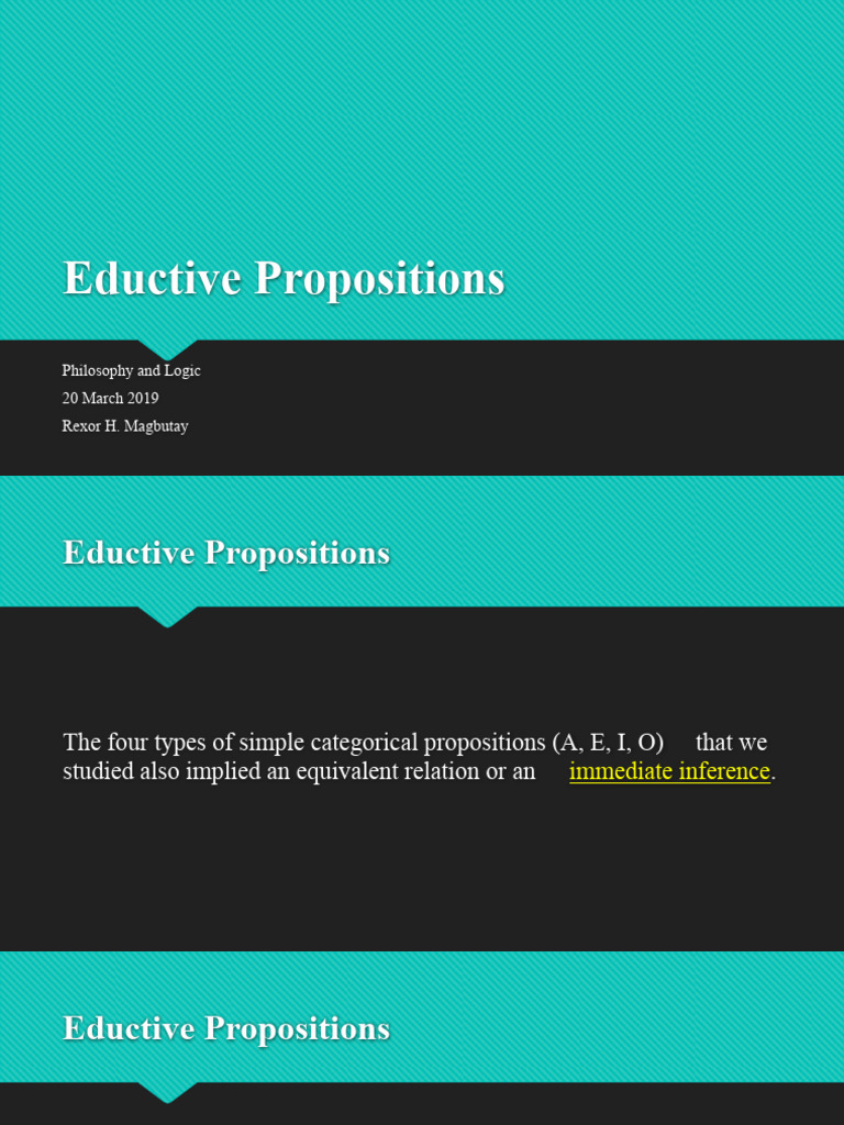 Immediate Inference and Eductive Propositions | PDF | Deductive ...