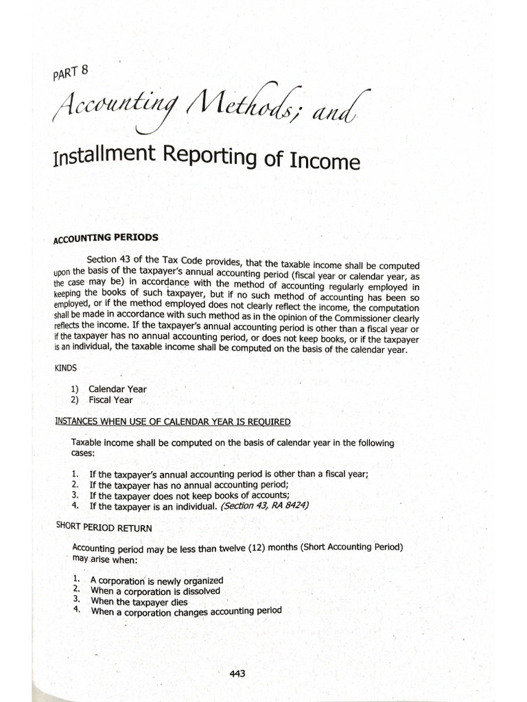 Part 8 - Accounting Method and Installment Reporting of Income | PDF