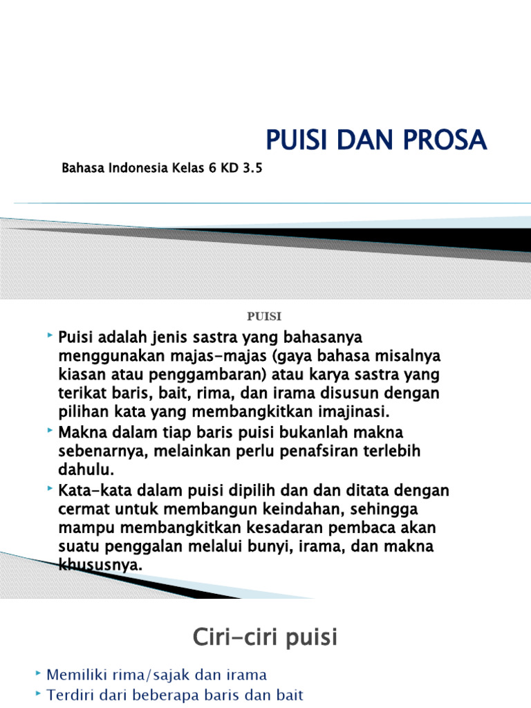 Puisi Dan Prosa Kelas 6 | PDF