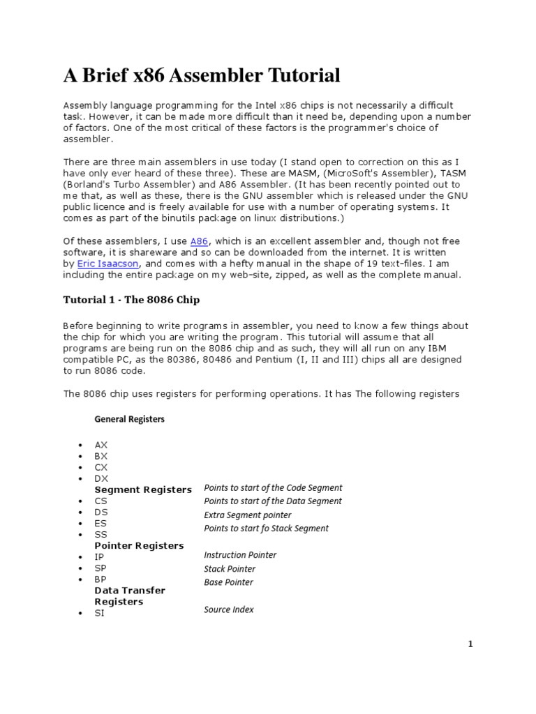 Assembly Tutorial | PDF | Assembly Language | Booting