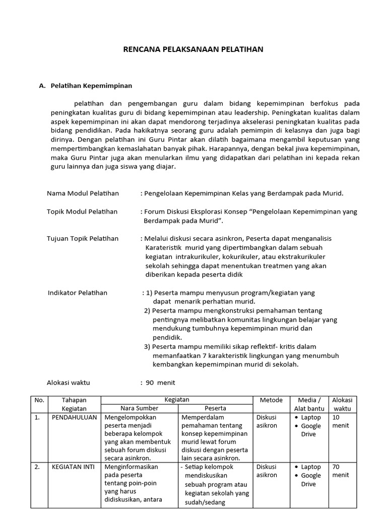 Program Pelatihan Guru Di Lingkungan Sekolah | PDF