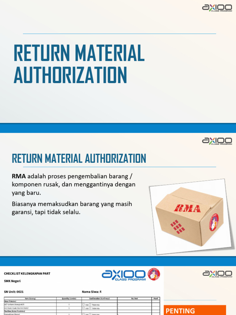 Return Material Authorization | PDF