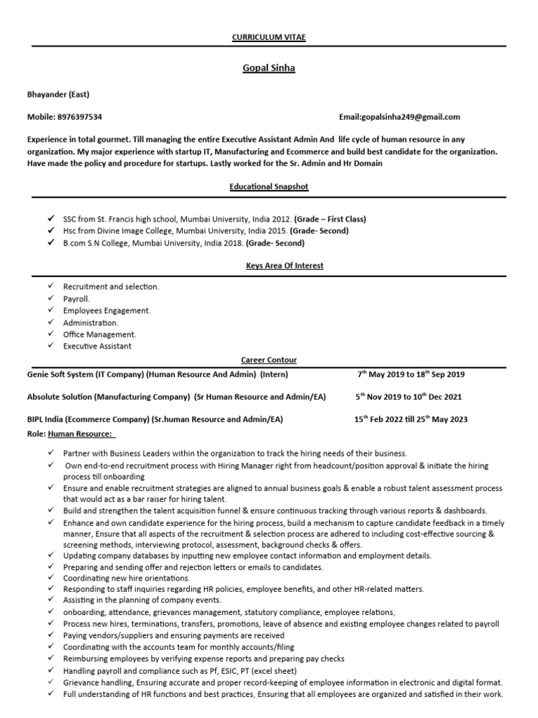 Gopal Sinha 18-04-2023 | PDF | Employment | Payroll