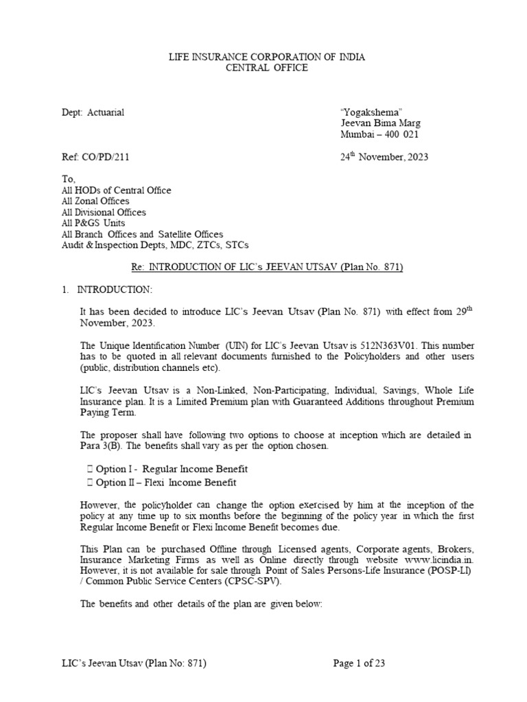 Jeevan Utsav | PDF | Insurance | Life Insurance