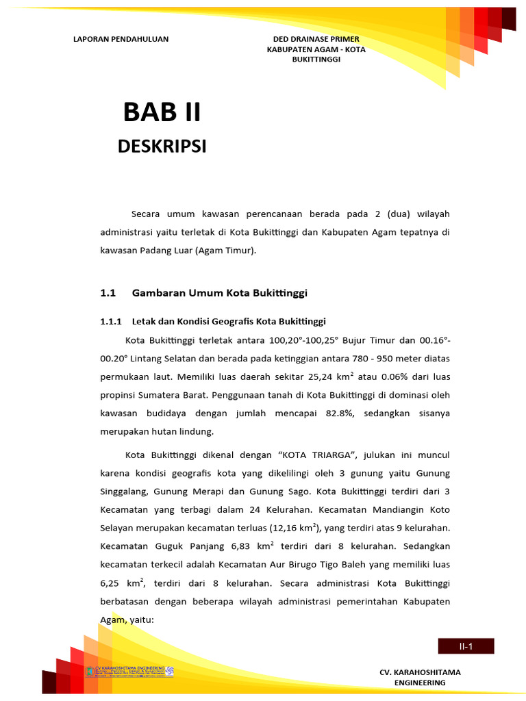 Drainase Primer Bukittinggi-Agam | PDF
