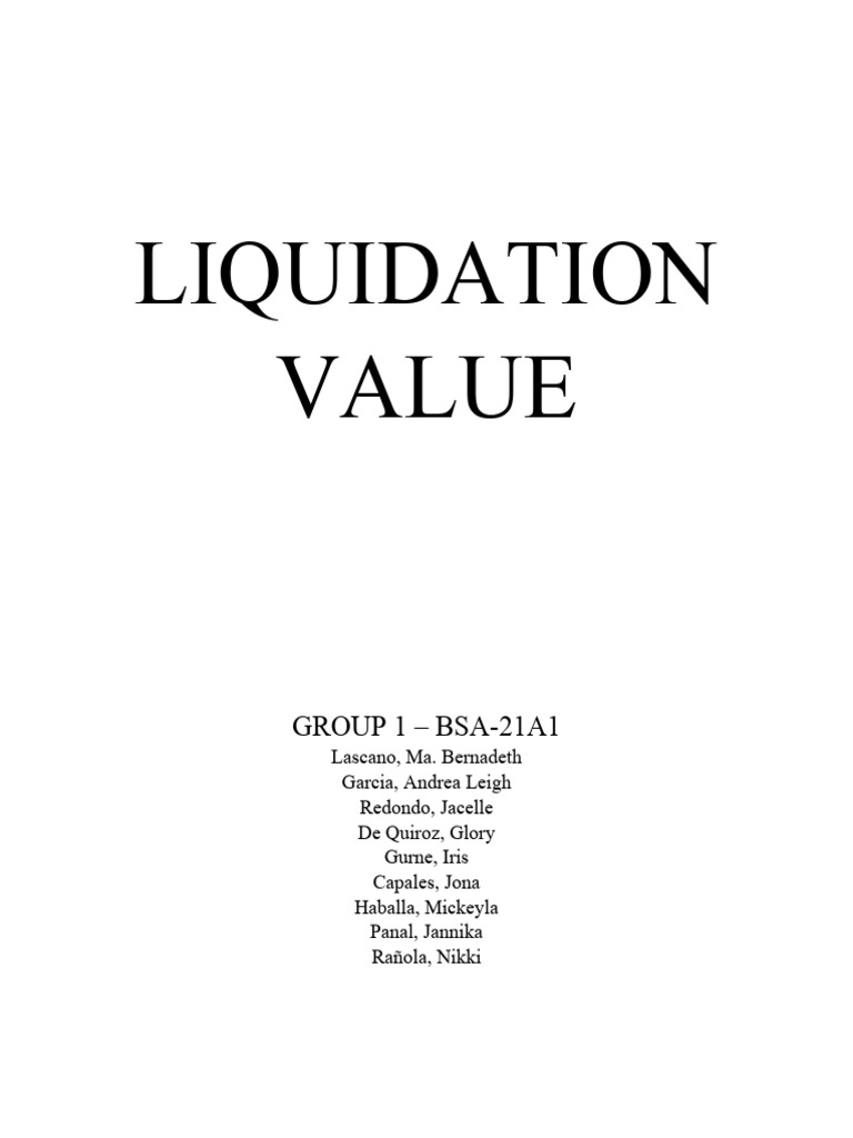 Liquidation Value | PDF | Book Value | Business Economics