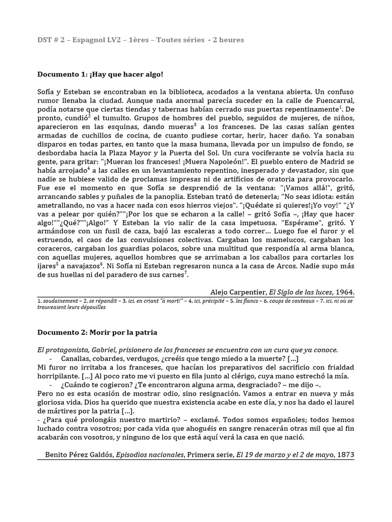 DST #2 - 1ères - Luchas... | PDF