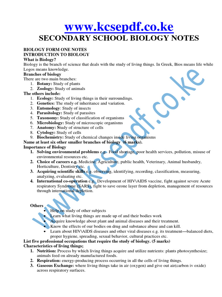Biology Notes Form 1 4 | PDF | Leaf | Osmosis
