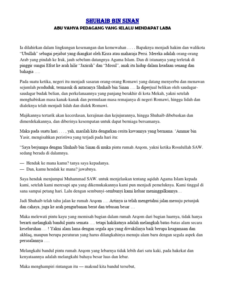 Shuhaib Bin Sinan | PDF | Agama & Spiritualitas