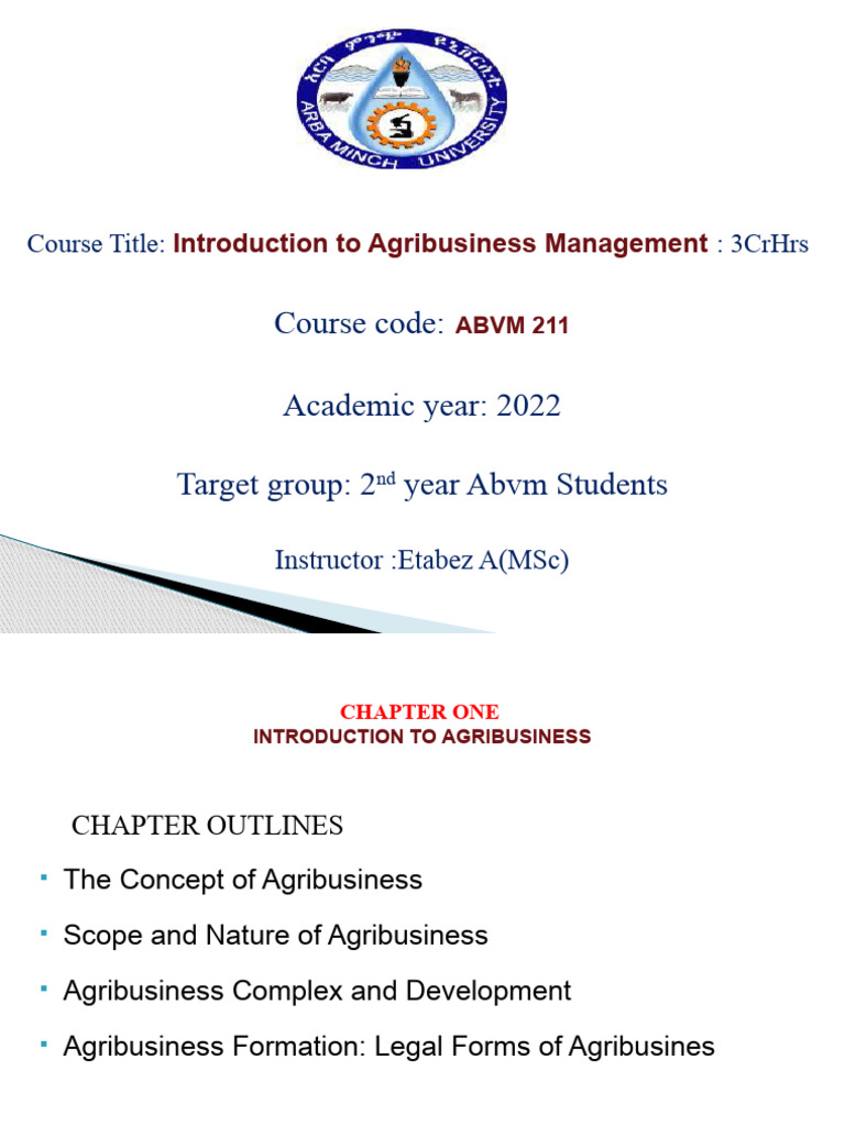 Introduction To Agribusiness Chapter One | PDF