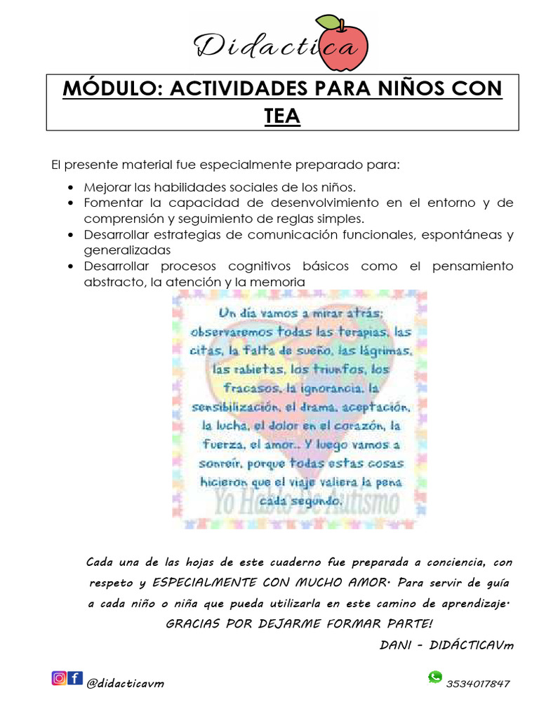 Actividades para Niños con TEA | PDF | Color | Ciencia cognitiva