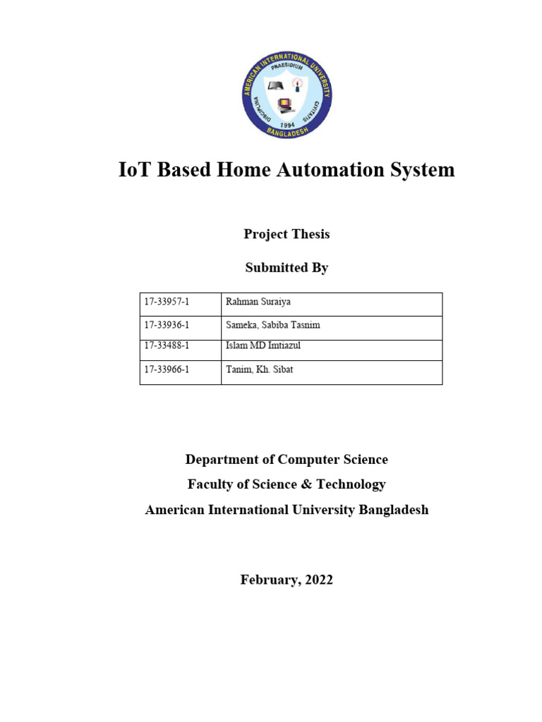 Thesis Book IoT | PDF | Internet Of Things | Home Automation